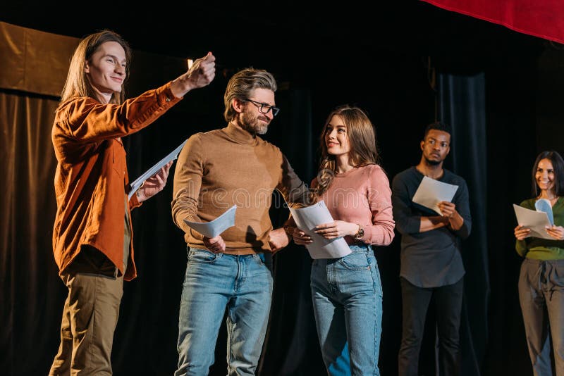 Actors and Actresses Rehearsing on Stage Stock Photo - Image of ...