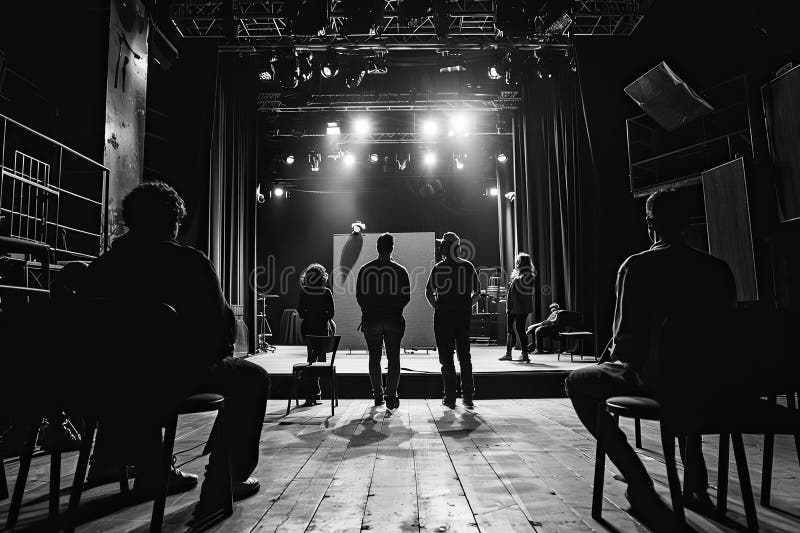 Actors in dramatic poses stock illustration. Illustration of orchestra ...