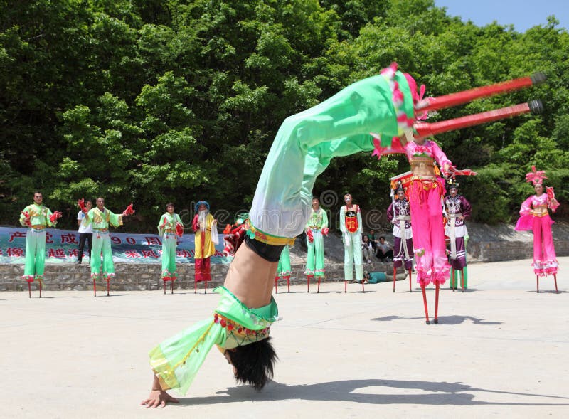 Actors Performs Stilts ,China Editorial Stock Photo - Image of costume ...