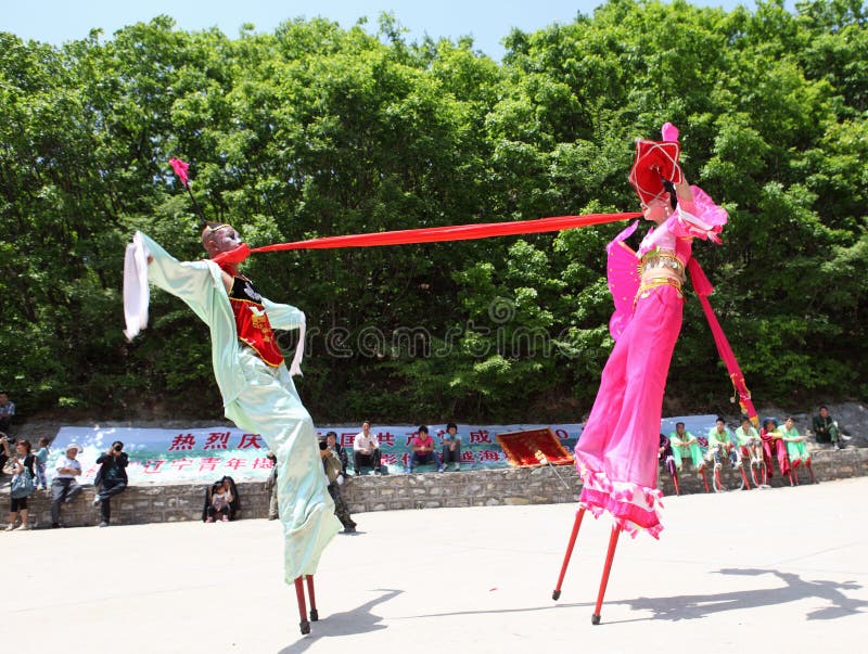 Actors Performs Stilts ,China Editorial Photography - Image of ...