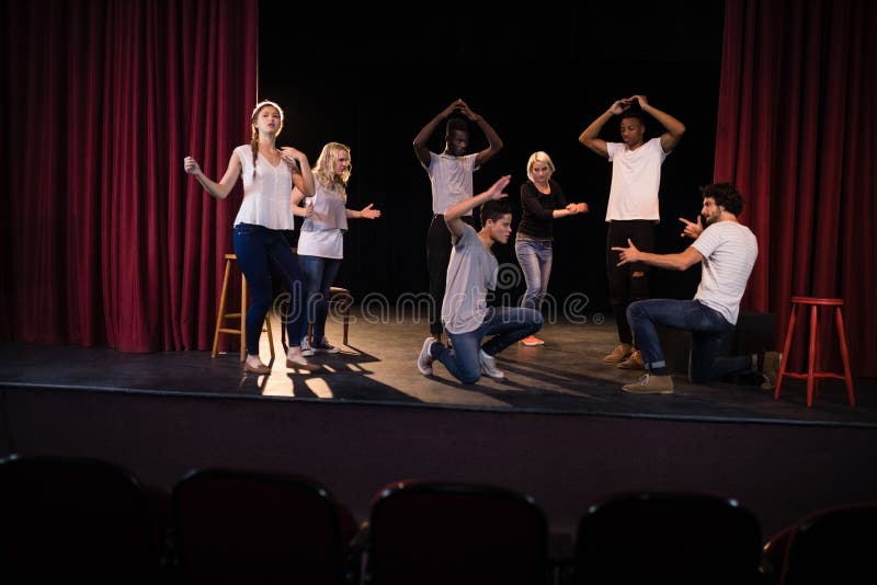 Actors Practicing Play on Stage Stock Photo - Image of actor, acting ...