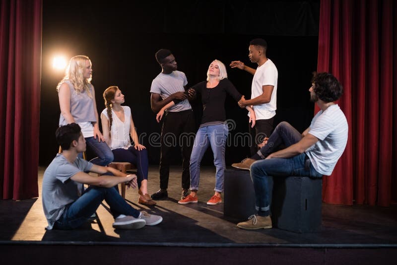 Actors Practicing Play on Stage Stock Photo - Image of actor, acting ...