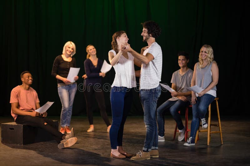 Actors Practicing Play on Stage Stock Photo - Image of acting ...