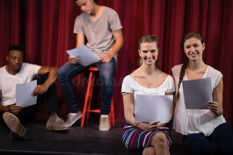Actors Reading Their Scripts on Stage Stock Image - Image of leisure ...