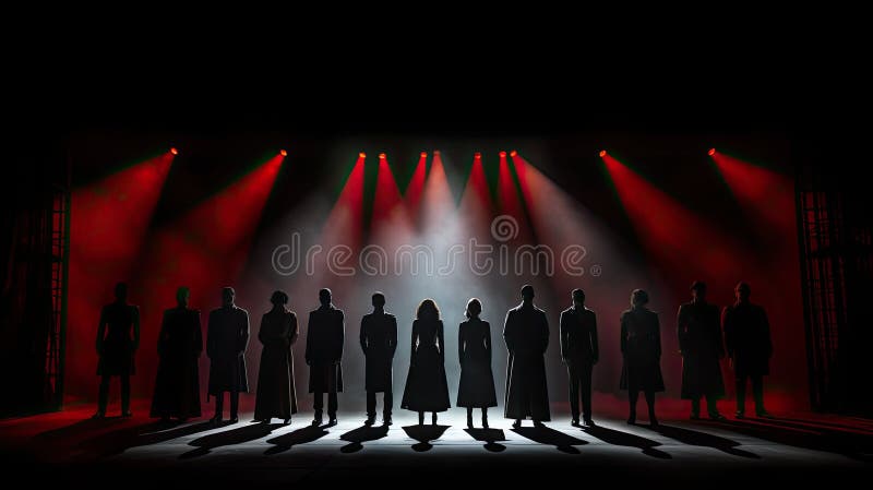 Actors Silhouettes Stage Lights Stock Illustration - Illustration of ...