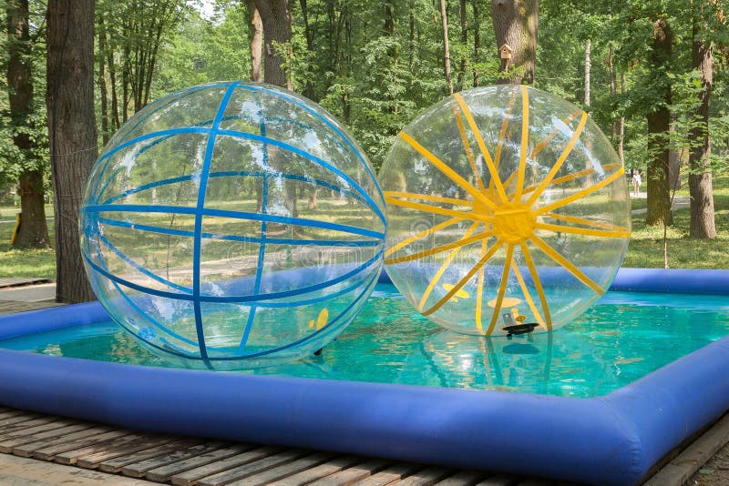 Actraction Large Balls in the Pool in the Park Stock Photo - Image of ...