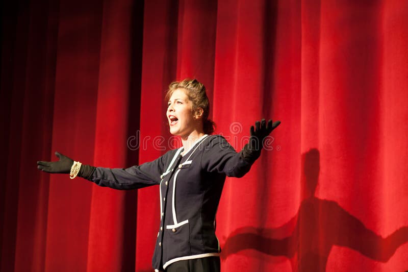 Actress on Theatre Stage Singing Stock Photo - Image of artist, adult ...