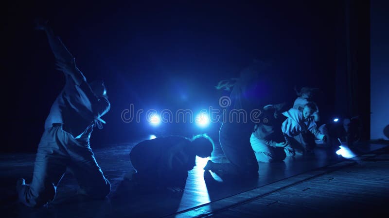 Modern Ballet Performed by Seven Dancers. Girls Synchronously Perform ...