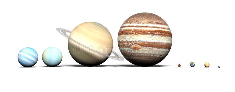 Solar System Planets Size Comparison Stock Illustration - Illustration ...