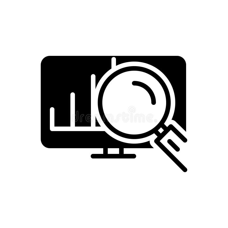 Black Solid Icon for Actuarial, Magnifying and Display Stock Vector ...