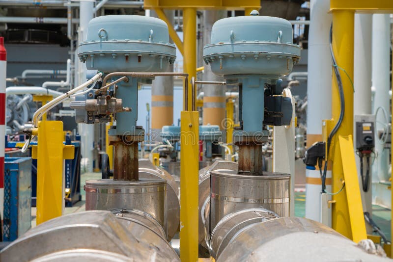 Actuated Control Valve on Offshore Oil and Gas Central Processing ...