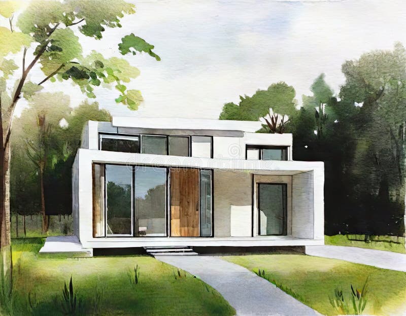 Acuarela De Un Sencillo Modelo De Casa Modular Casa Simple Imagen de ... Acuarela De Un Sencillo Modelo De Casa Modular Casa Simple Imagen de ...