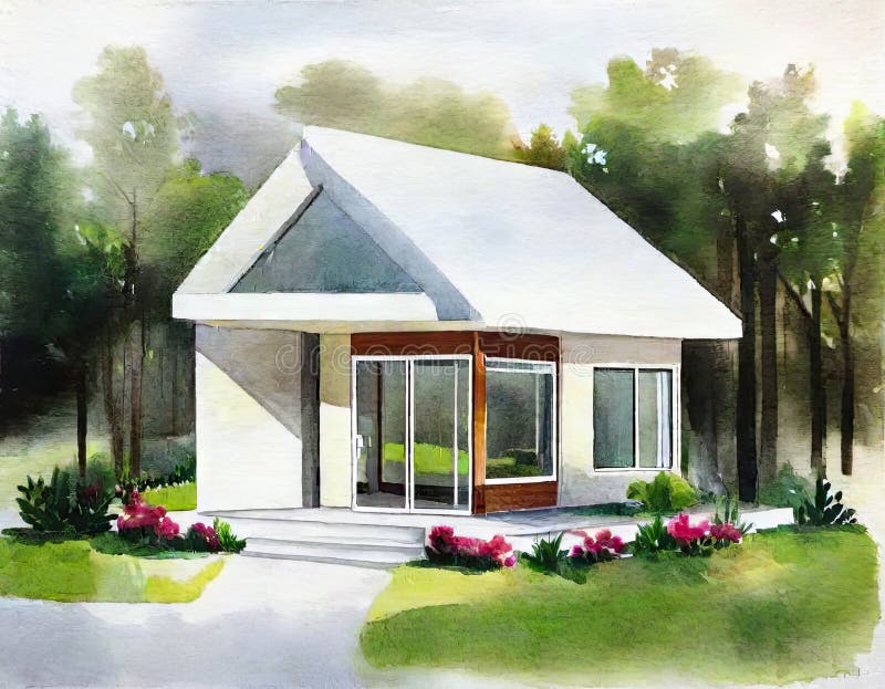 Acuarela De Un Sencillo Modelo De Casa Modular Casa Simple Foto de ... Acuarela De Un Sencillo Modelo De Casa Modular Casa Simple Foto de ...