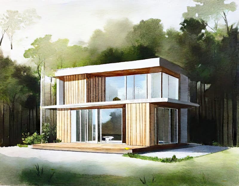 Acuarela De Un Sencillo Modelo De Casa Modular Casa Simple Stock de ... Acuarela De Un Sencillo Modelo De Casa Modular Casa Simple Stock de ...