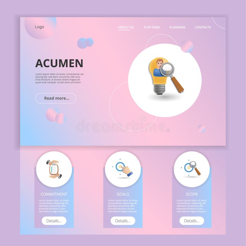 Acumen Flat Landing Page Website Template. Commitment, Goals, Scope ...