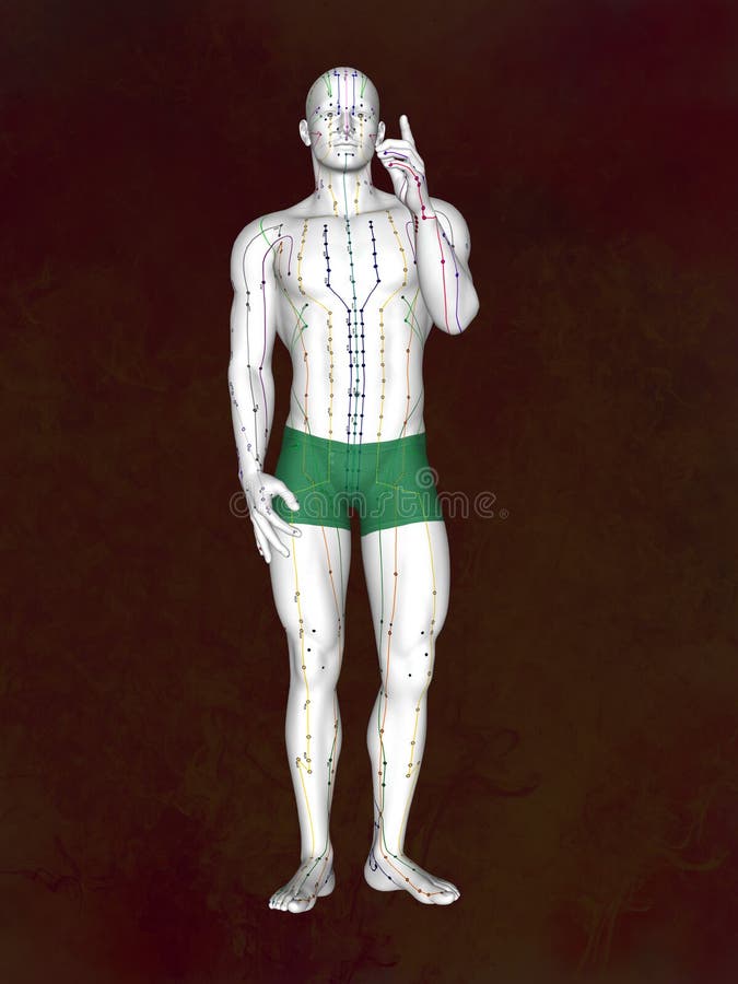 Acupuncture, 3D Model stock illustration. Illustration of meridian ...