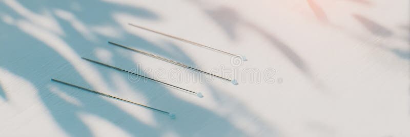 Acupuncture Needles in Peaceful Spa Setting, Top-down View with Soft ...