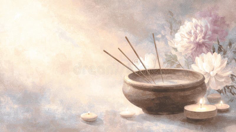 Acupuncture Needles in Peaceful Spa Setting, Top-down View with Soft ...