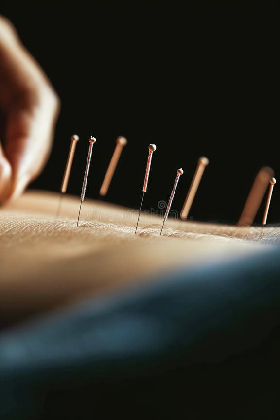 Acupuncture Sessions with Close-ups of the Process on the Head Stock ...