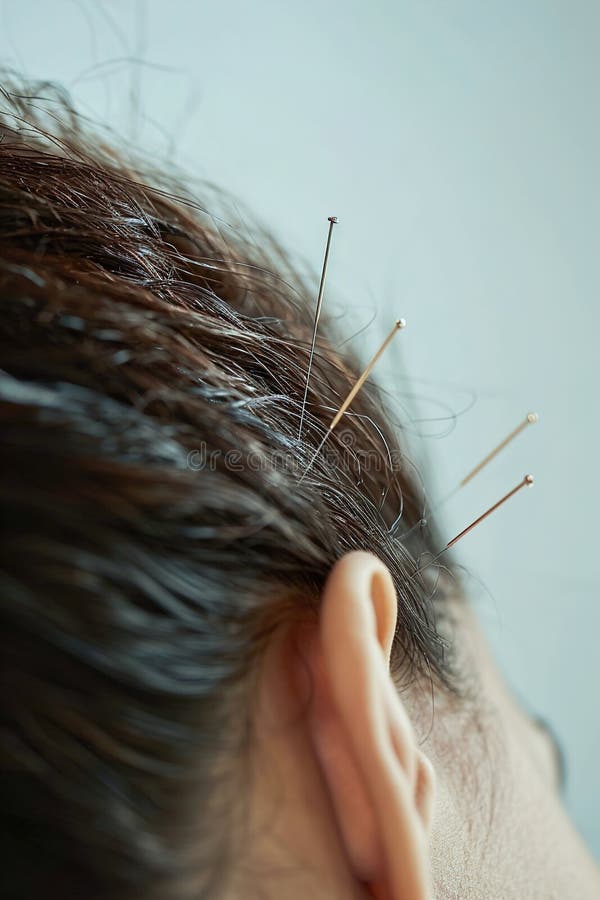 Acupuncture Sessions with Close-ups of the Process on the Head Stock ...