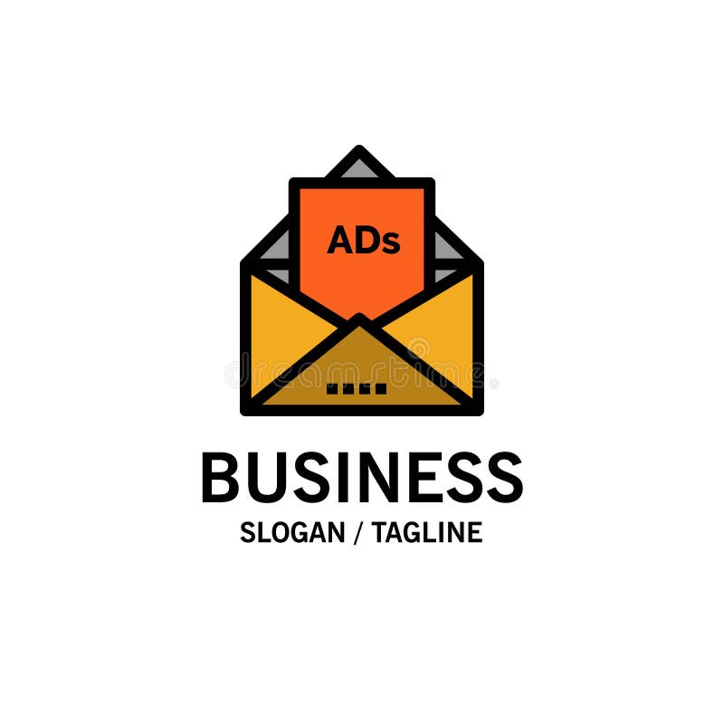 Ad, Advertising, Email, Letter, Mail Business Logo Template. Flat Color ...