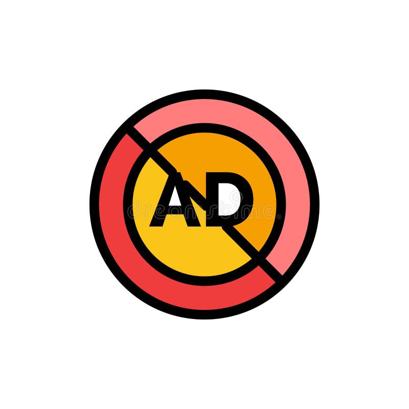 Ad, Ad Block, Advertisement, Advertising, Block Flat Color Icon. Vector ...