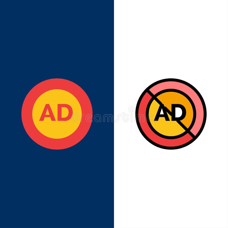Ad, Ad Block, Advertisement, Advertising, Block Icons. Flat and Line ...
