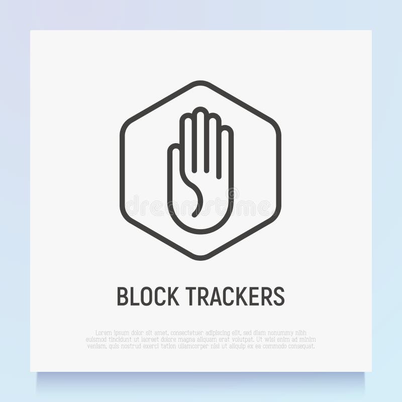 Ad Block Thin Line Icon: Hand Stop Sign. Modern Vector Illustration ...