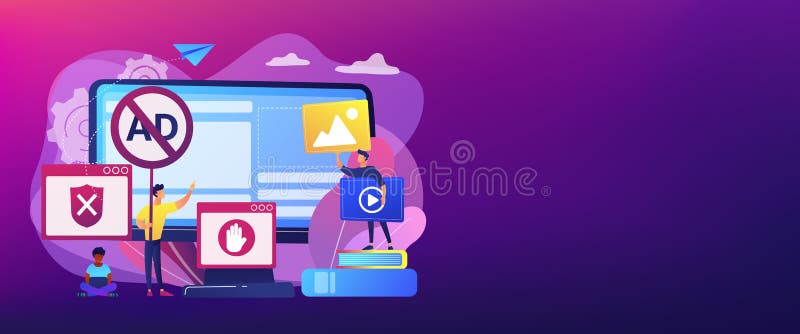 Ad Blocking Software Concept Banner Header. Stock Vector - Illustration ...