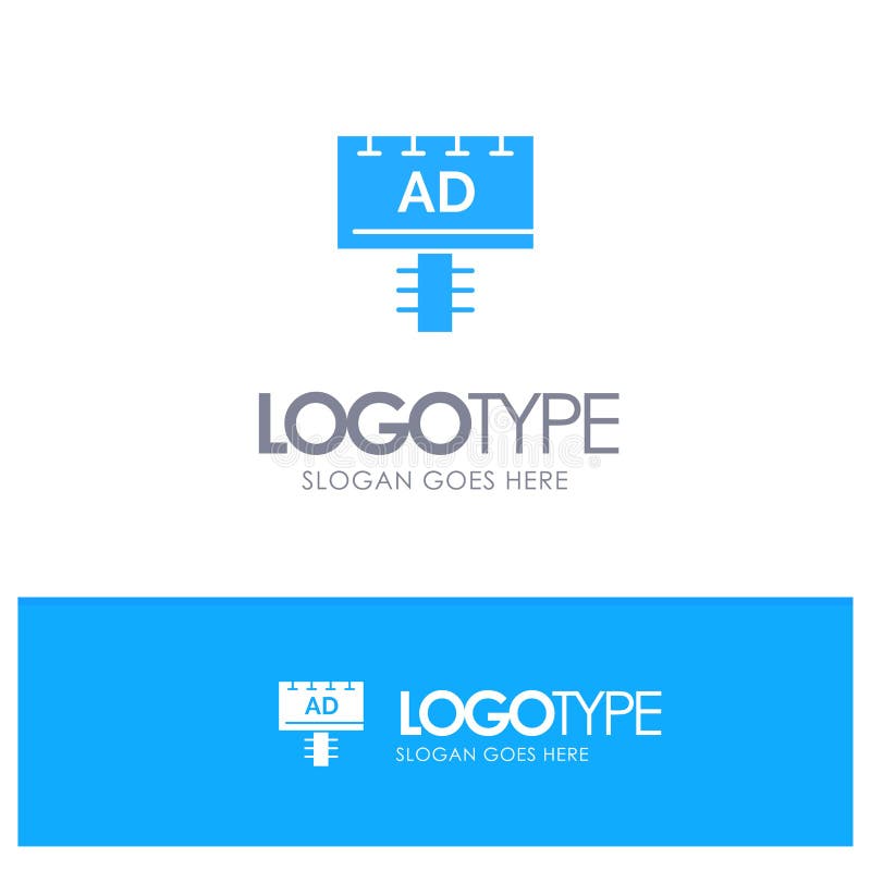 Ad, Board, Advertising, Signboard Blue Solid Logo with Place for ...