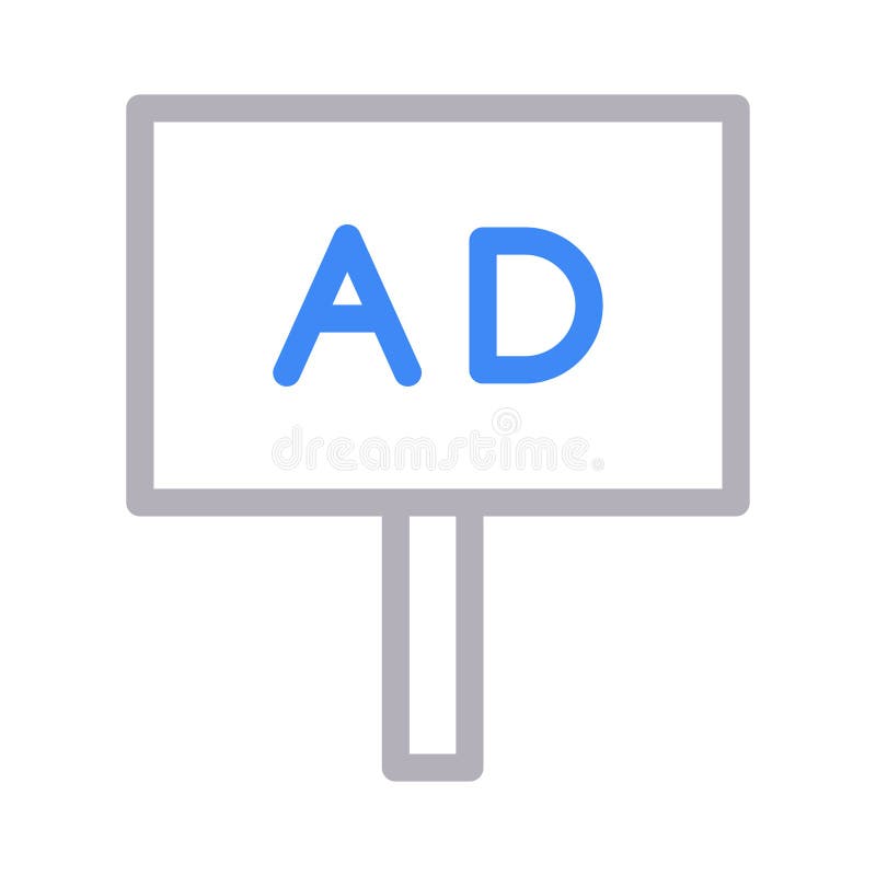 Ad Board Thin Color Line Vector Icon Stock Vector - Illustration of ...