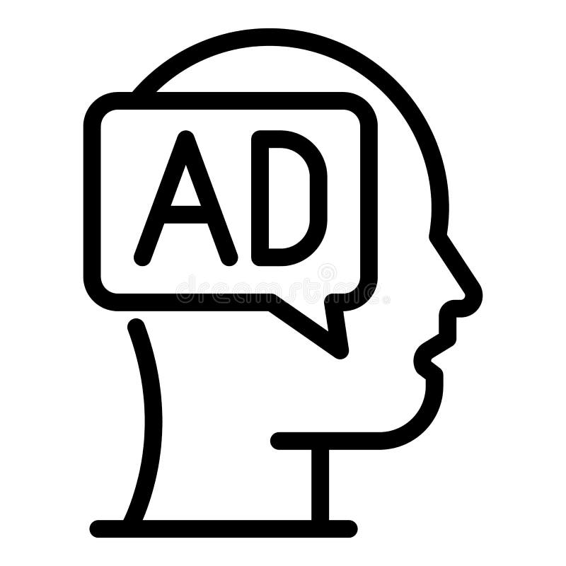 Ad Bubble in the Head Icon, Outline Style Stock Vector - Illustration ...