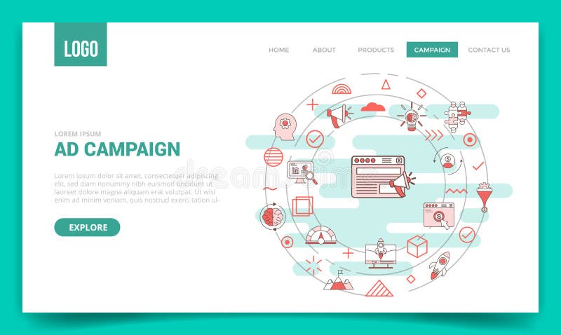 Ad Campaign Concept with Circle Icon for Website Template or Landing ...