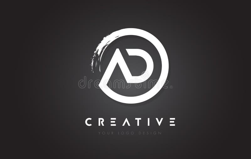 AD Circular Letter Logo with Circle Brush Design and Black Background ...