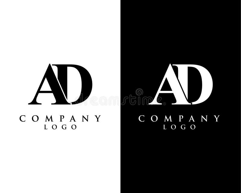 Ad, Da Modern Initial Logo Design Vector, with White and Black Color ...