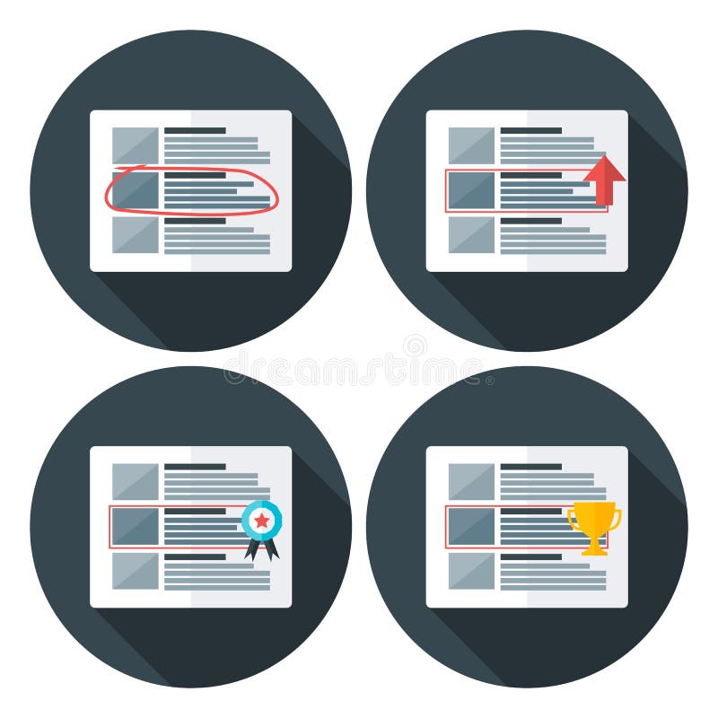 Ad Flat Circle Icons with Long Shadow Stock Vector - Illustration of ...