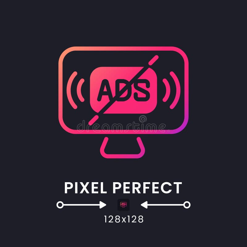 Ad-free Streaming Pink Solid Gradient Desktop Icon on Black Stock ...