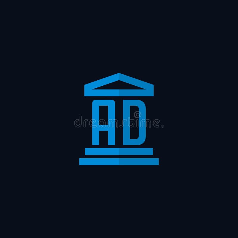 AD Initial Logo Monogram with Simple Courthouse Building Icon Design ...