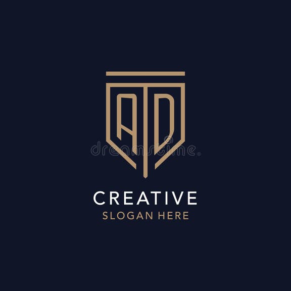AD Initial Logo Monogram with Simple Luxury Shield Icon Design Stock ...