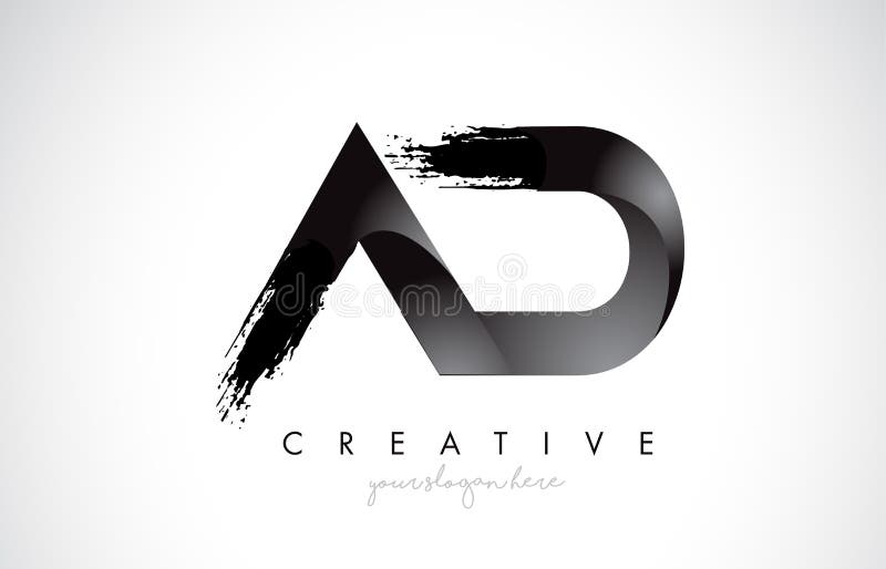 AD Letter Design with Brush Stroke and Modern 3D Look Stock Vector ...