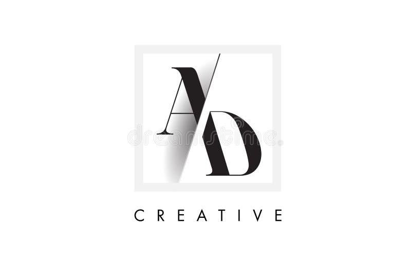 AD Serif Letter Logo Design with Creative Intersected Cut Stock Vector ...