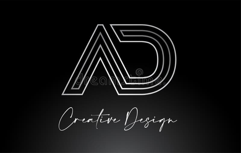AD Letter Logo Design with Monogram Lines. Creative AD Logo Icon Vector ...