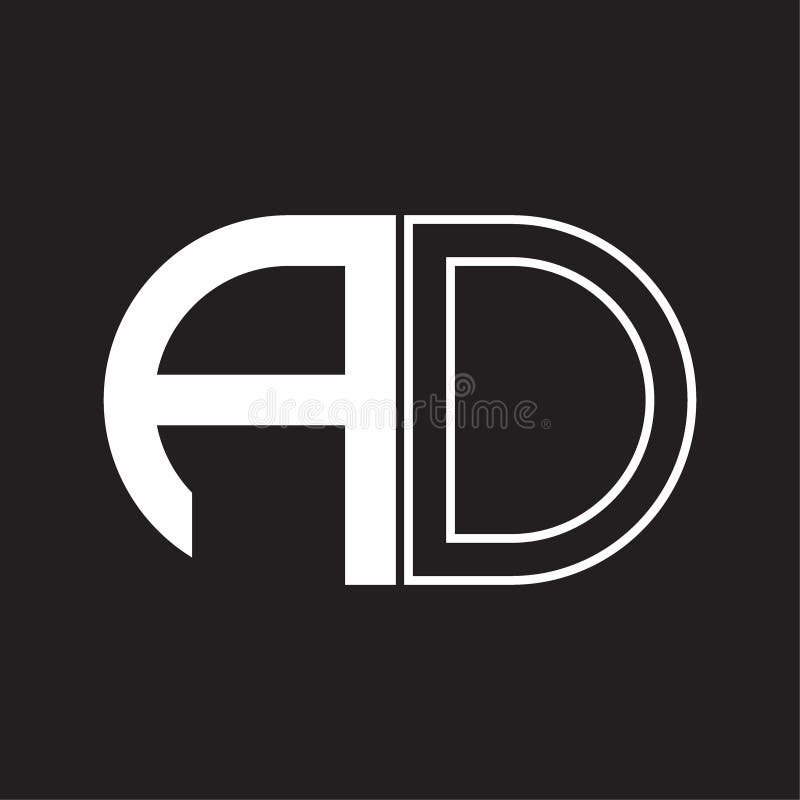 AD Letter Logo Monogram with Oval Shape Negative Space Design Template ...