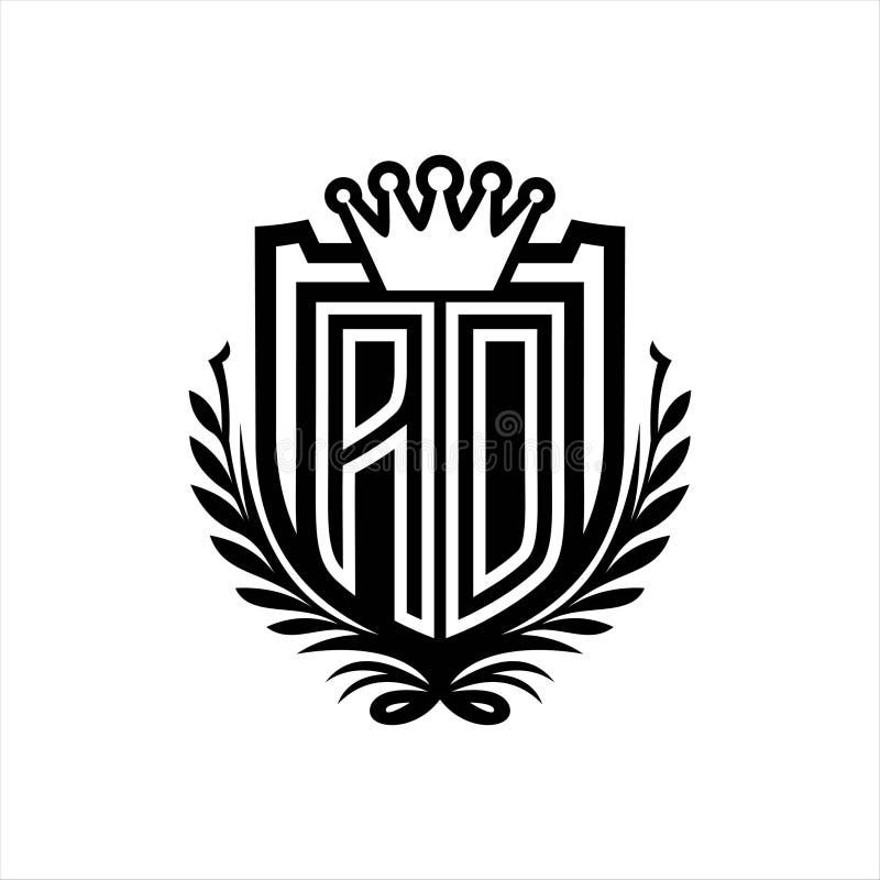 AD Logo Heraldic Shield Shape with Crown, Vintage Crest on White ...