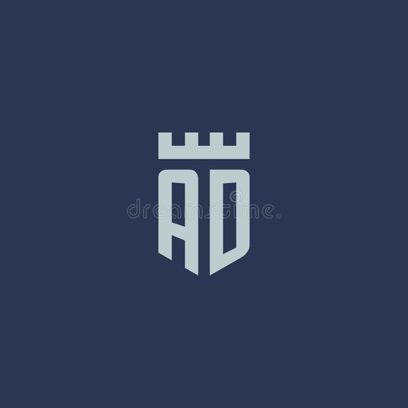 AD Logo Monogram with Fortress Castle and Shield Style Design Stock ...