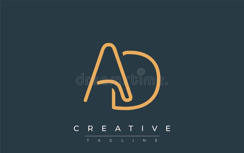 AD Minimalistic Line Art Logo Design with Abstract Lettering Stock ...