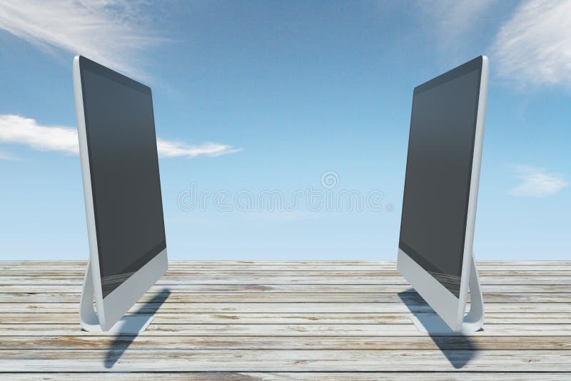 Facing Desktop Computer Monitor Stock Illustrations – 29 Facing Desktop ...