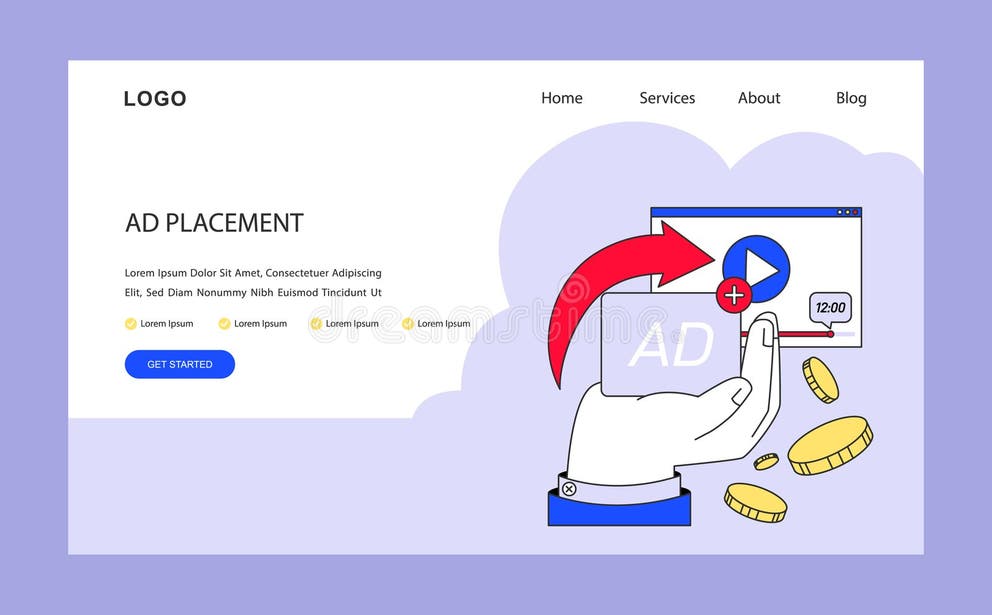 Ad Placement Strategy Concept. Flat Stock Vector - Illustration of targeting, engagement: 323681355