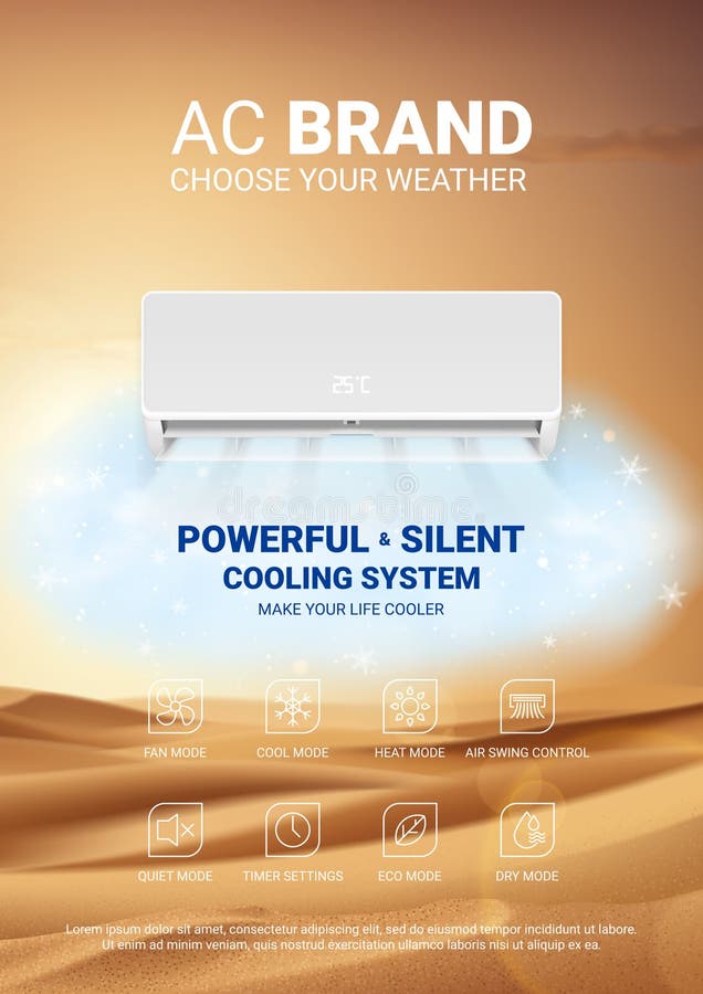 Ad Poster of Air Conditioner Stock Vector - Illustration of modern ...