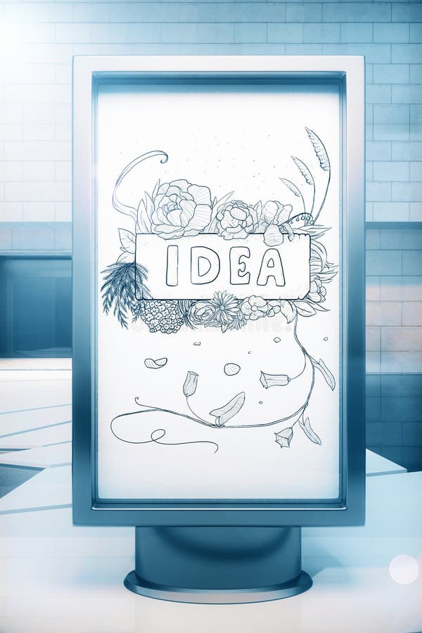 Ad stand with idea sketch stock illustration. Illustration of ...